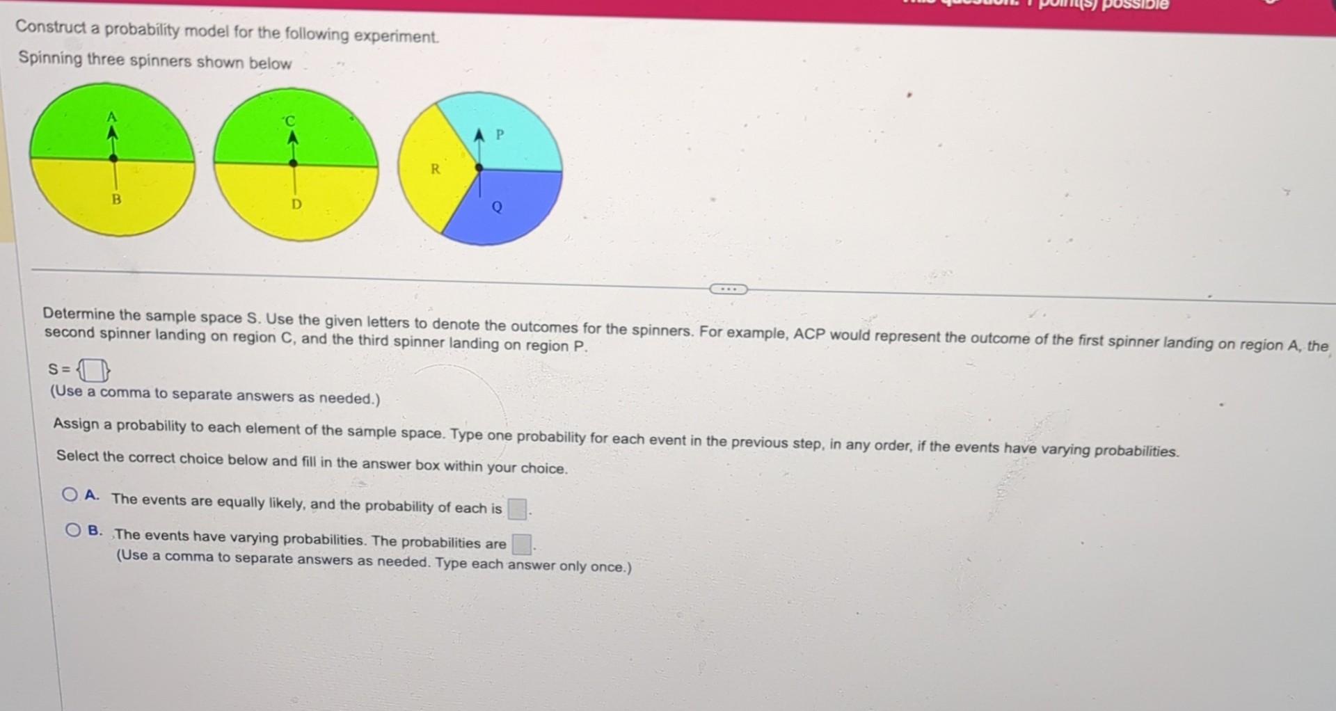 Solved Construct a probability model for the following | Chegg.com
