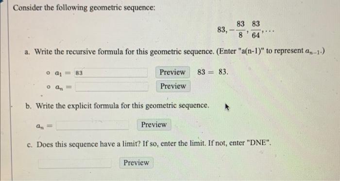 Solved Consider the following geometric sequence: | Chegg.com