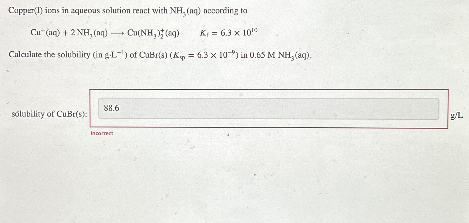 Copper(I) ﻿ions in aqueous solution react with | Chegg.com