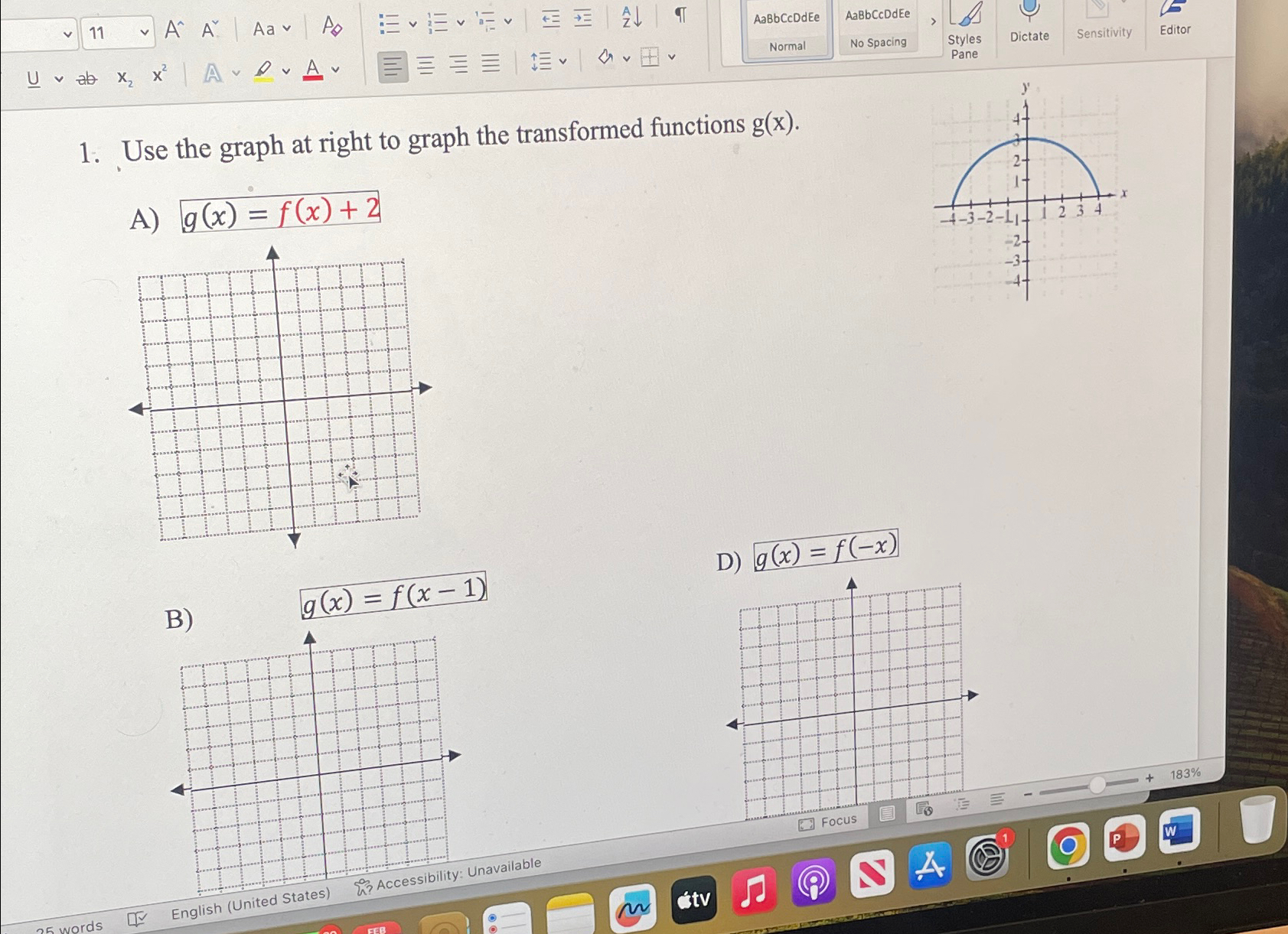 Solved Use the graph at right to graph the transformed | Chegg.com