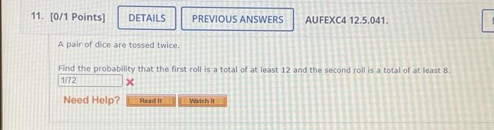 Solved 11. [0/1 Points) DETAILS PREVIOUS ANSWERS AUFEXC4 | Chegg.com