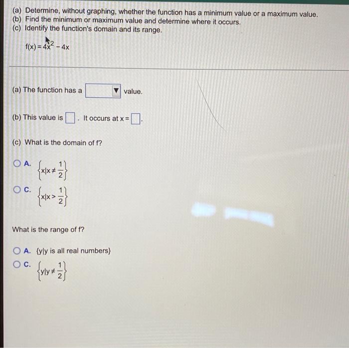 Solved (a) Determine, without graphing, whether the function | Chegg.com