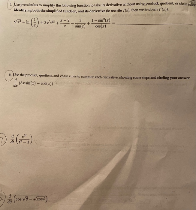 Solved 5. Use precalculus to simplify the following function | Chegg.com