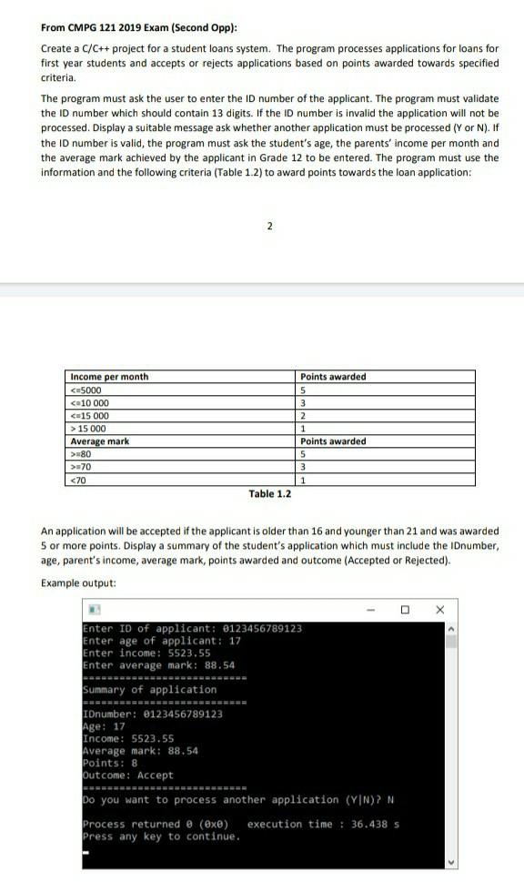 Solved From CMPG 121 2019 Exam (Second Opp): Create a C/C++ | Chegg.com
