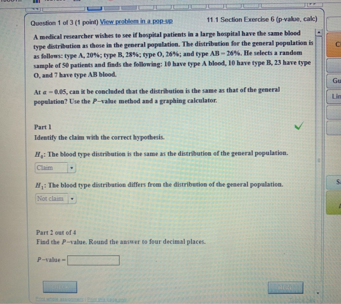 Solved CO Question 1 of 3 (1 point) View problem in a pop-up | Chegg.com