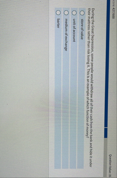 Solved core: 427600Question Value: 35During the Great | Chegg.com