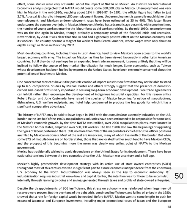 NAFTA and Beyond: Impact on Mexico and Latin America | Chegg.com