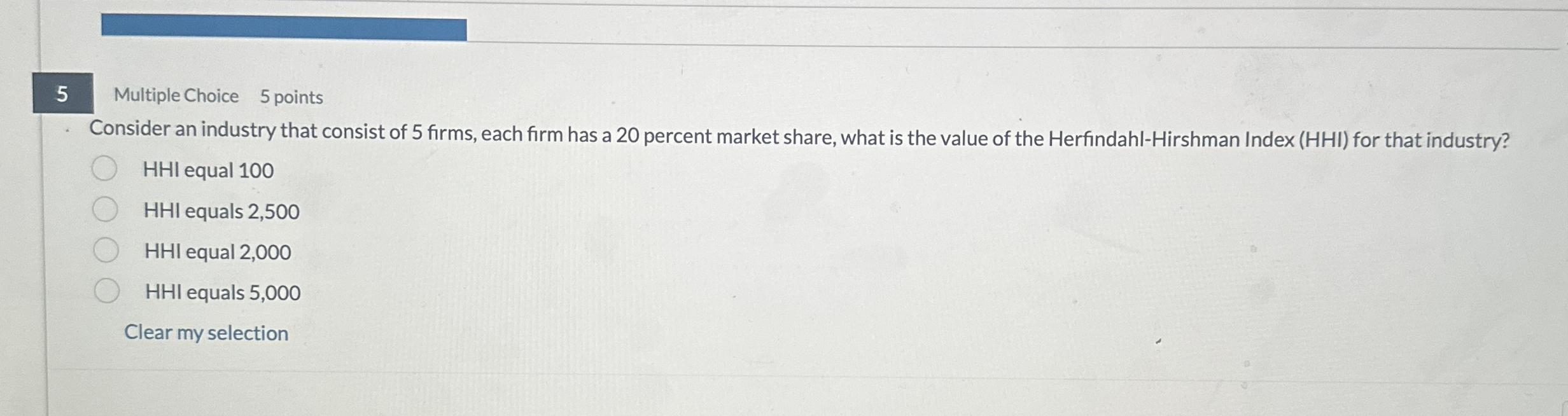 Solved 5Multiple Choice5 ﻿pointsConsider an industry that | Chegg.com