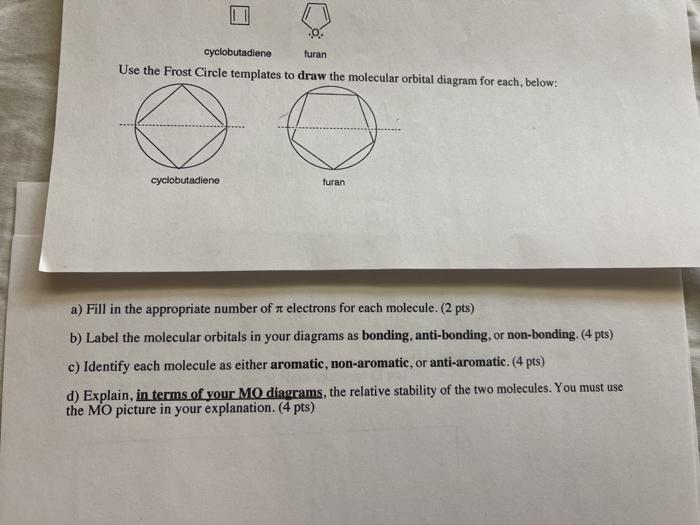 Solved furan cyclobutadiene Use the Frost Circle templates | Chegg.com