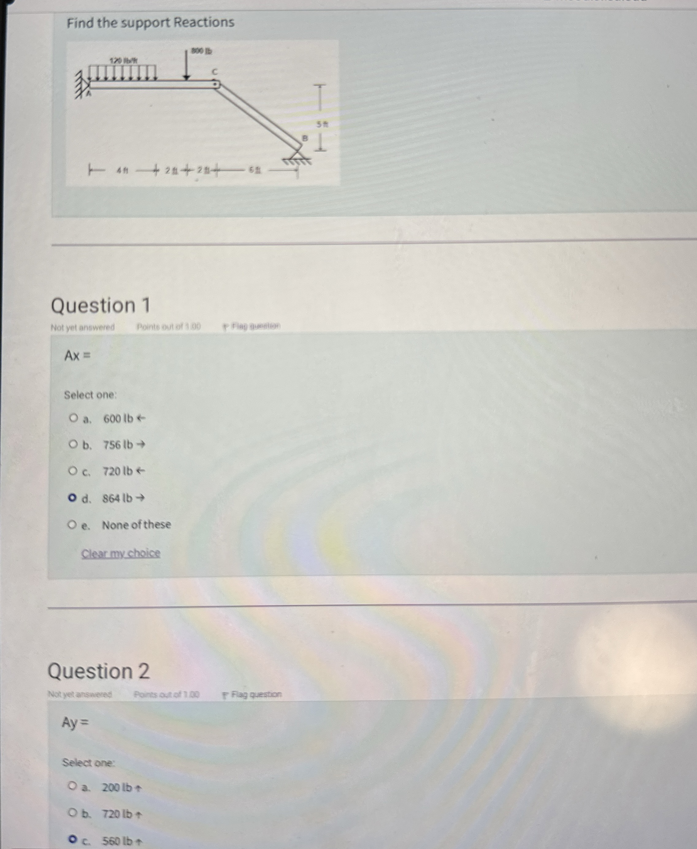 Solved Find the support ReactionsQuestion 1Ax=Select | Chegg.com
