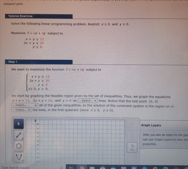 Solved skipped part. Tutorial Exercise Solve the following | Chegg.com