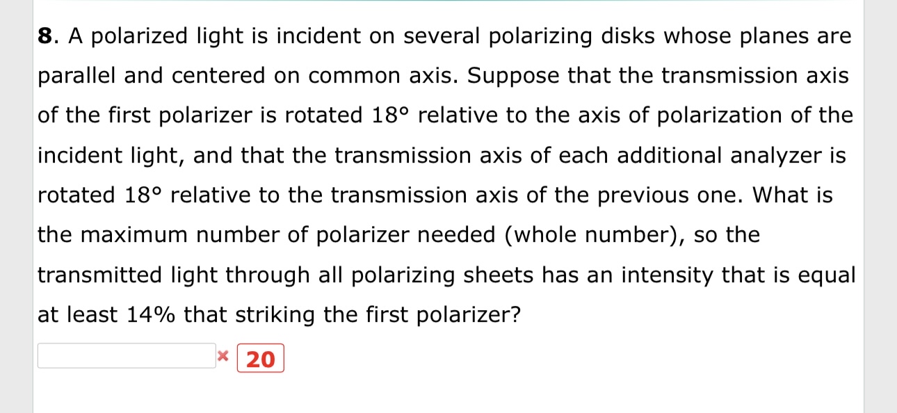 Solved A polarized light is incident on several polarizing | Chegg.com