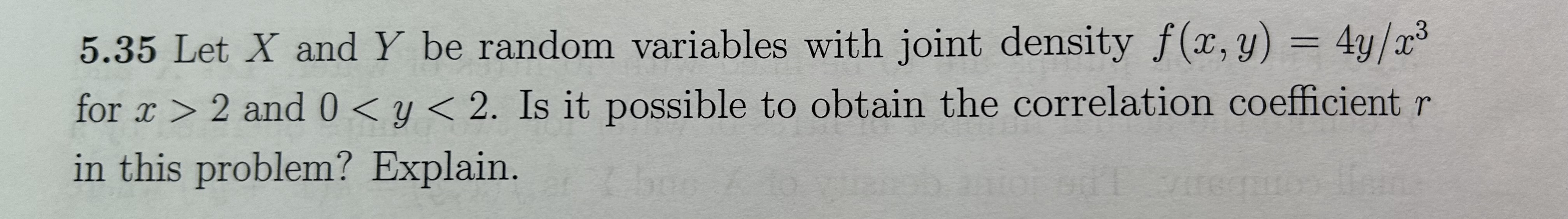 Solved 5.35 ﻿Let x ﻿and Y ﻿be random variables with joint | Chegg.com