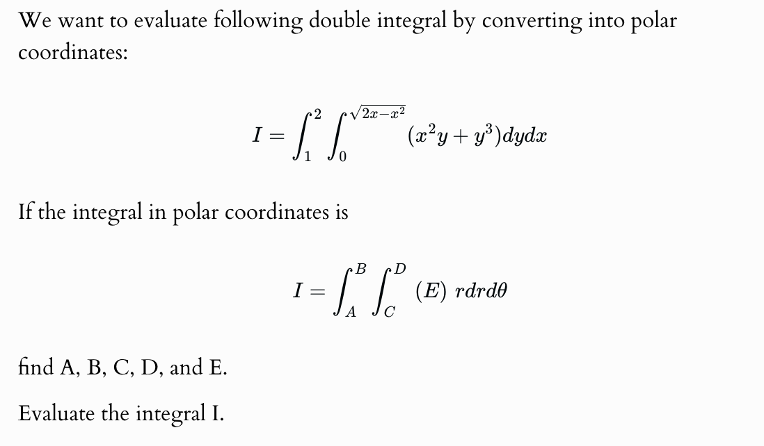Solved We want to evaluate following double integral by | Chegg.com