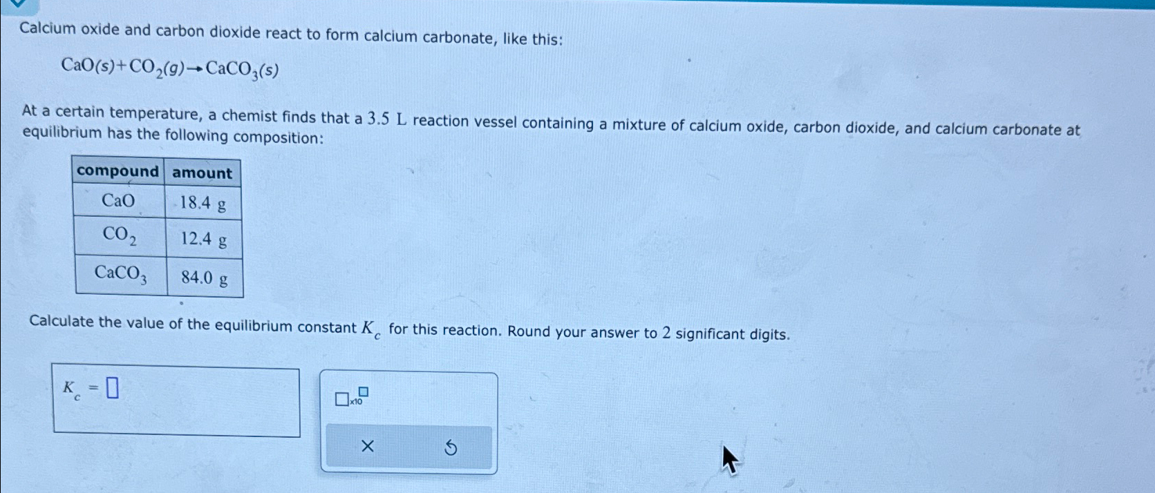 Solved Calcium oxide and carbon dioxide react to form | Chegg.com