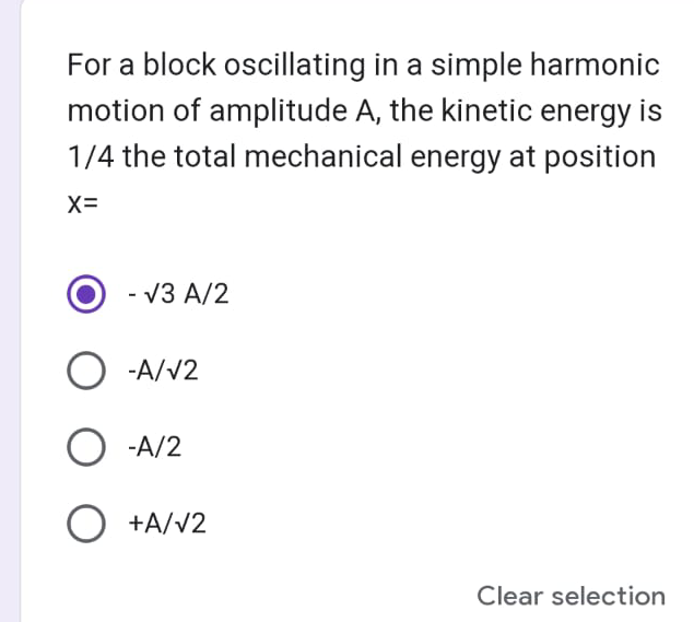 Solved For a block oscillating in a simple harmonic motion | Chegg.com