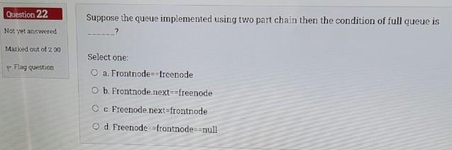 Solved Question 22 Suppose The Queue Implemented Using Two 5512