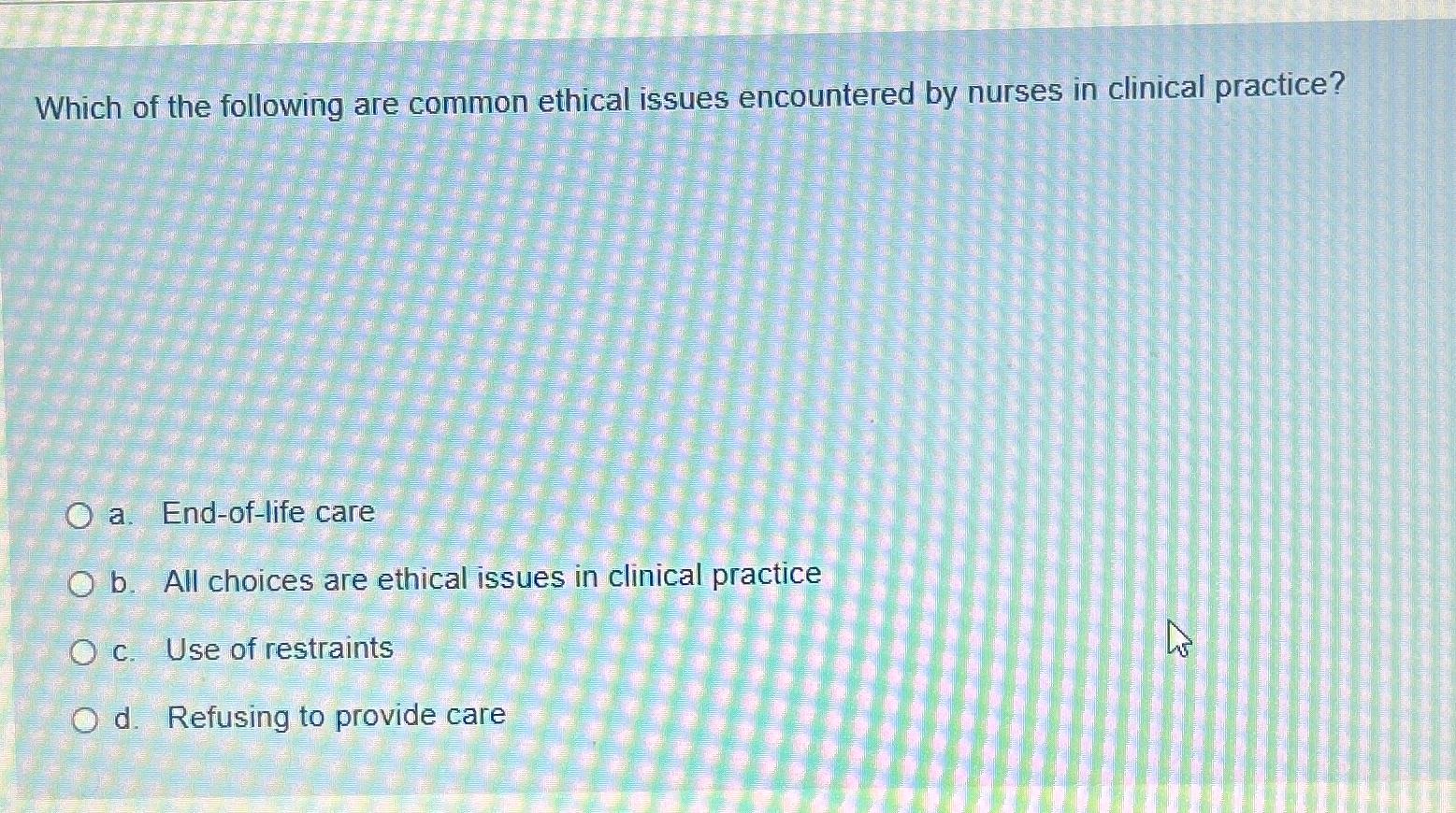 Solved Which of the following are common ethical issues | Chegg.com