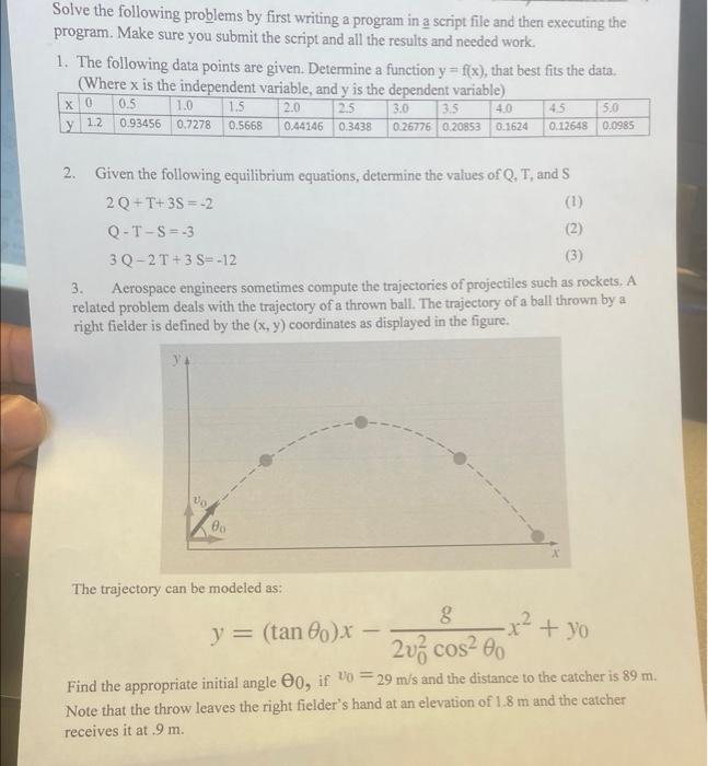 Solved Solve the following problems by first writing a | Chegg.com