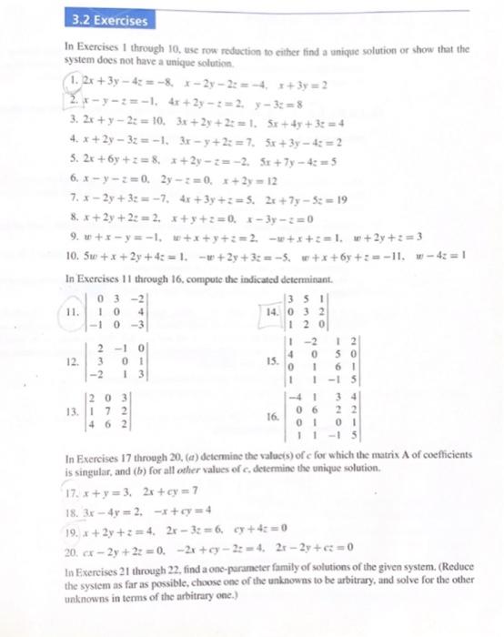 Solved In Exercises I through 10, use row roduction to | Chegg.com