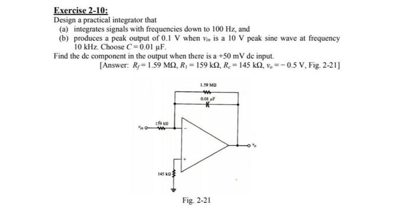 Solved Exercise 2-10:Design a practical integrator that(a) | Chegg.com