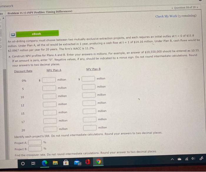Solved omework Question 18 of 20 Problem 11.15 (NPV | Chegg.com