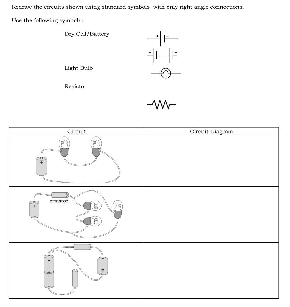 Solved Redraw the circuits shown using standard symbols with | Chegg.com