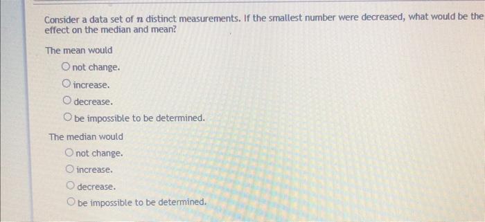 Solved Consider a data set of n distinct measurements. If | Chegg.com