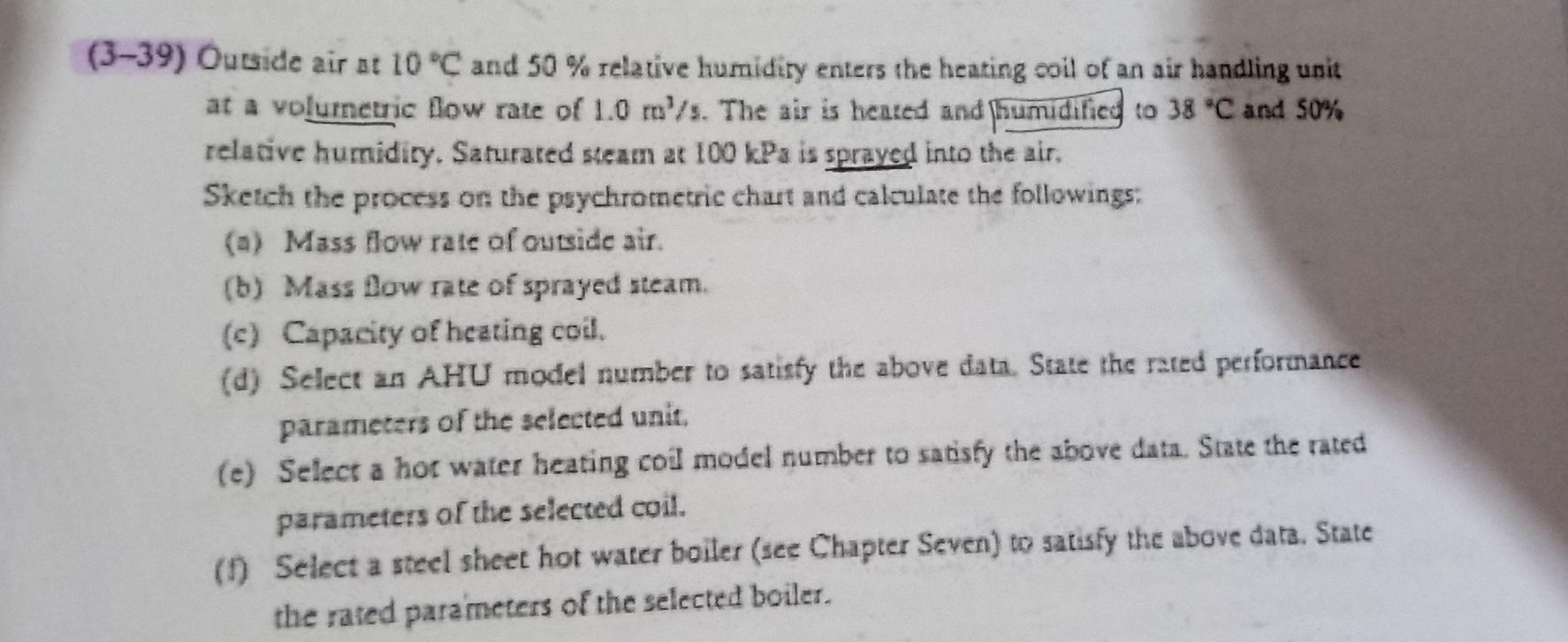 Solved (3-39) Oucside air at 10∘C and 50% relative humidity | Chegg.com
