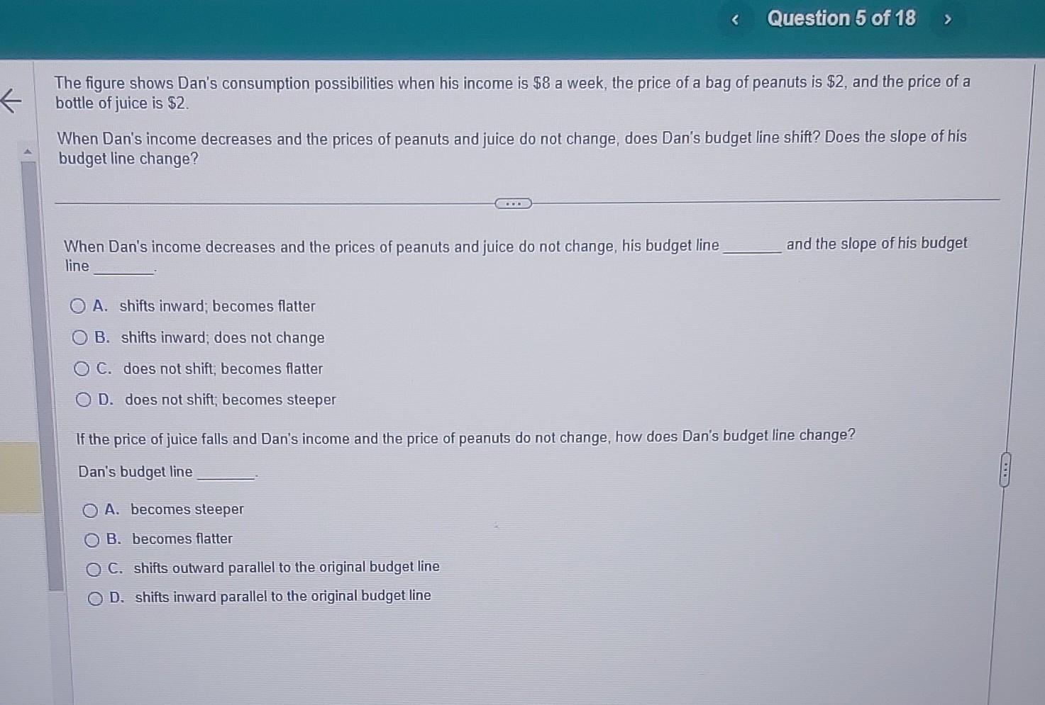 Solved The figure shows Dan's consumption possibilities when | Chegg.com