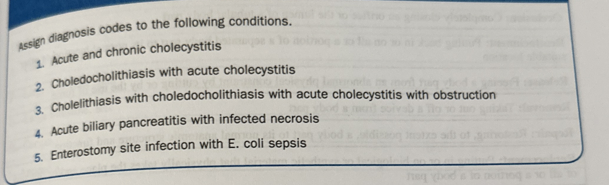 Assign diagnosis codes to the following | Chegg.com