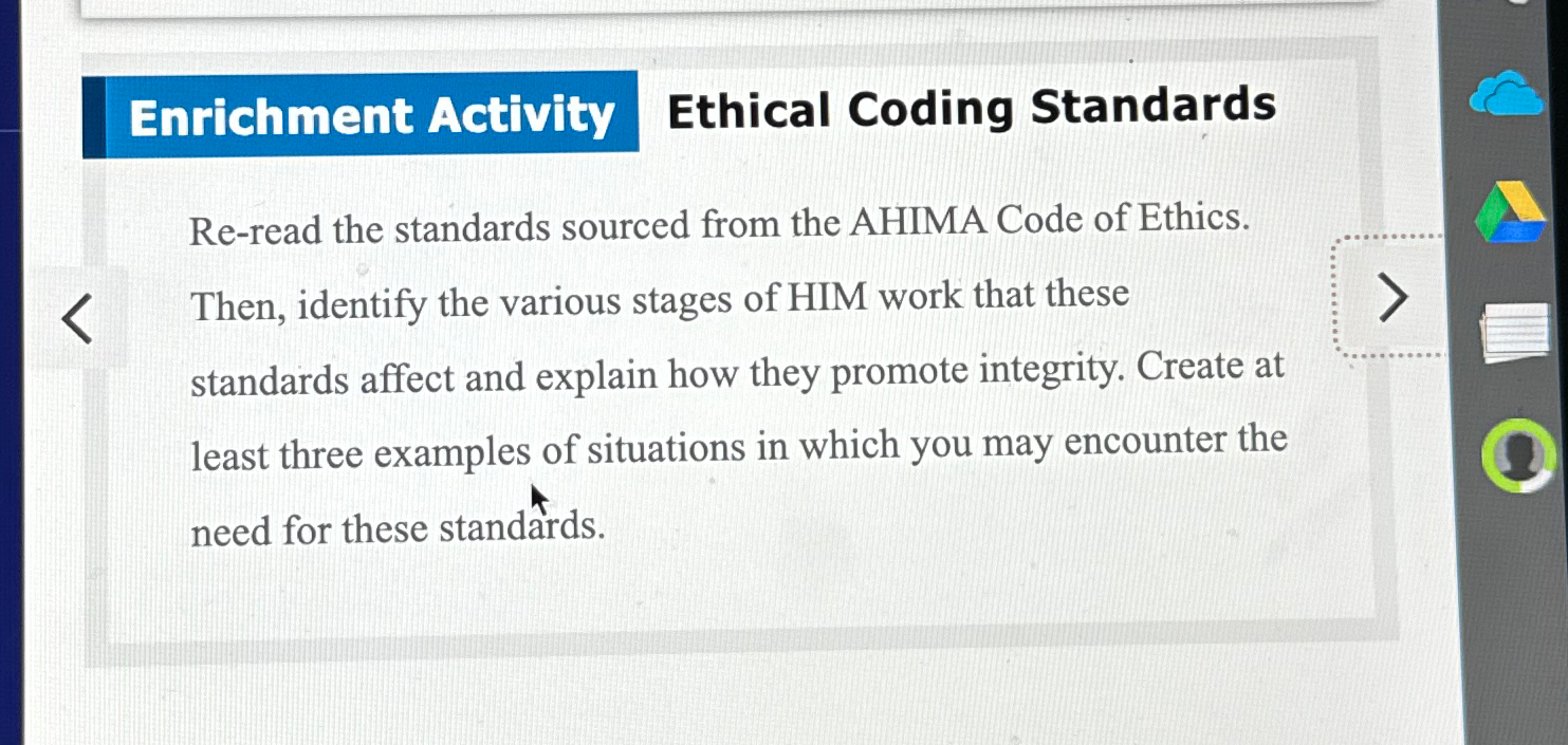 Solved Enrichment ActivityEthical Coding StandardsRe-read | Chegg.com