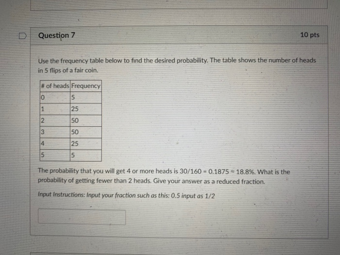 Solved Question 7 10 pts Use the frequency table below to | Chegg.com