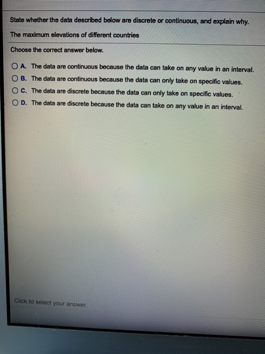 Solved State whether the data described below are discrete | Chegg.com