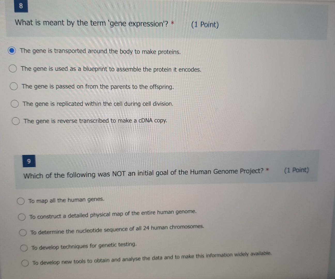Solved What is meant by the term 'gene expression'? ∗ The | Chegg.com