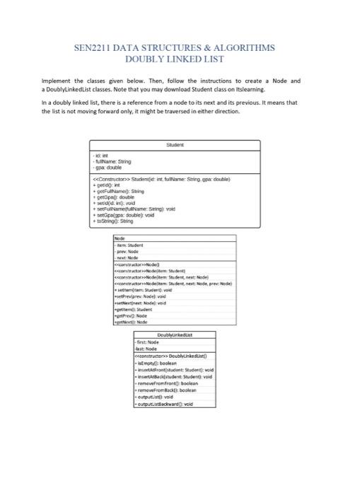 Implement the classes given below. Then, follow the | Chegg.com