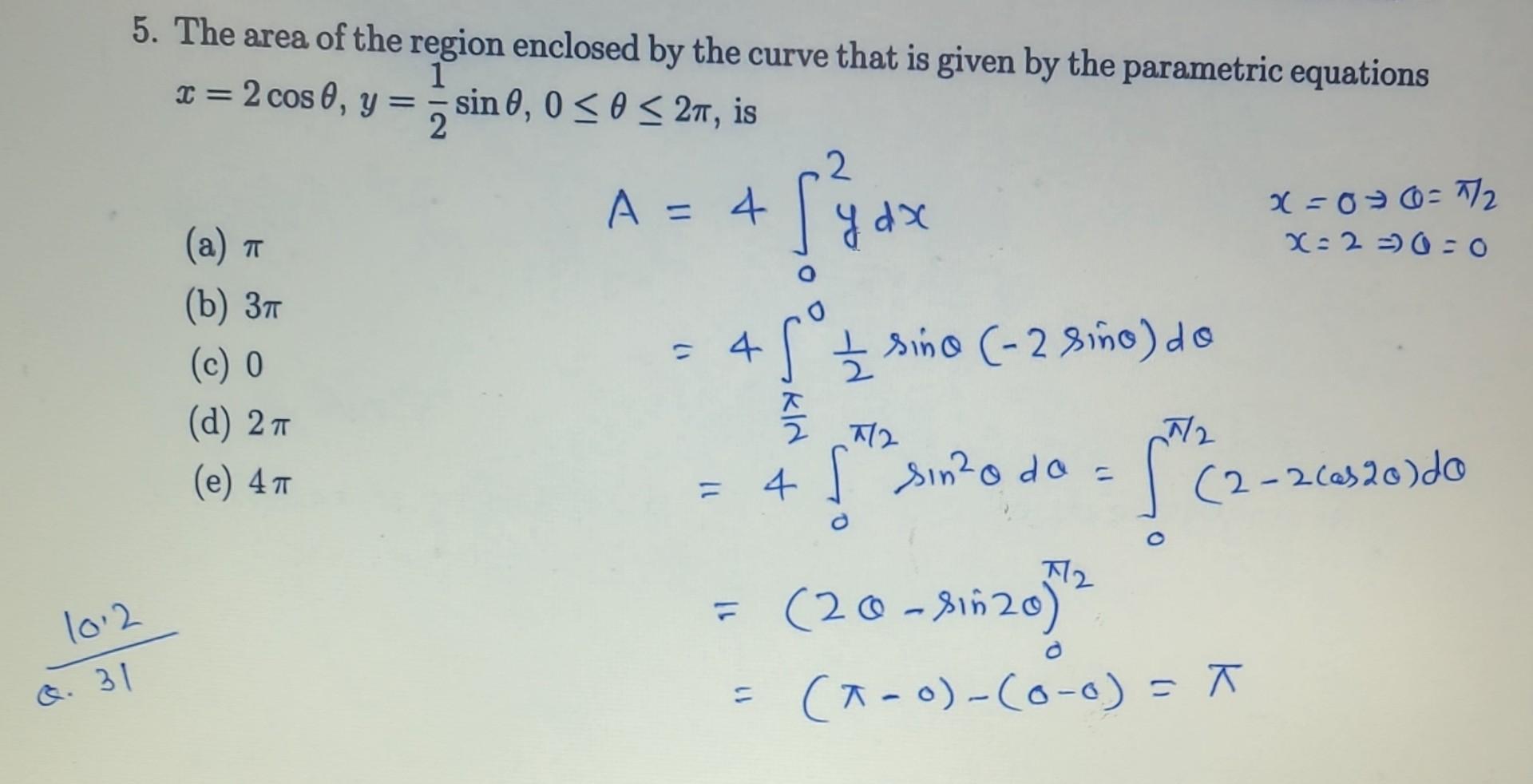 Solved 5. The area of the region enclosed by the curve that | Chegg.com