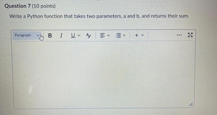 Solved Write a Python function that takes two parameters, a | Chegg.com
