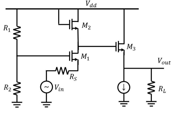 Solved This circuit consists of common gate, source | Chegg.com