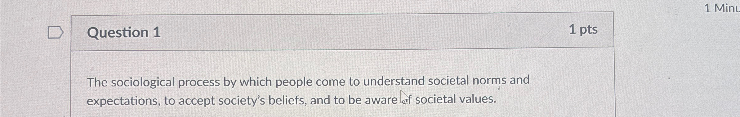 Solved Question 11 ﻿ptsThe sociological process by which | Chegg.com