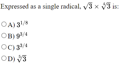 Solved Expressed as a single radical, 32×34 | Chegg.com