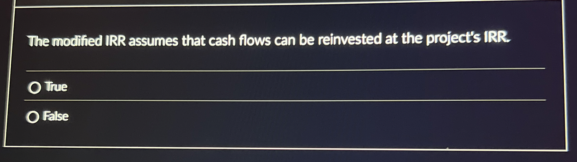 Solved The modified IRR assumes that cash flows can be | Chegg.com