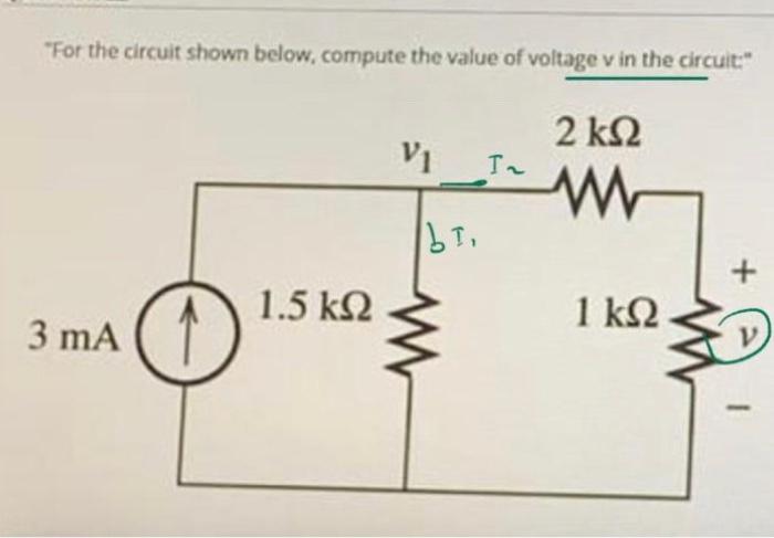 Solved "For the circuit shown below, compute the value of | Chegg.com