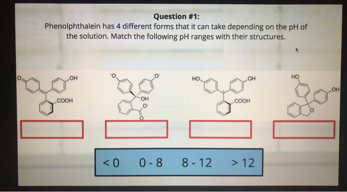 Solved Question #1: Phenolphthalein has 4 different forms | Chegg.com