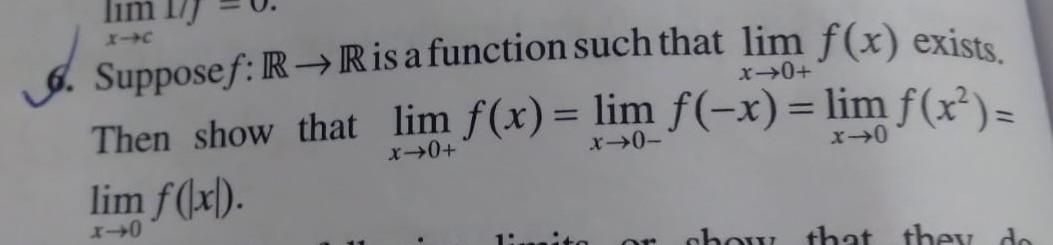 Solved 6. Suppose f:R→R is a function such that limx→0+f(x) | Chegg.com