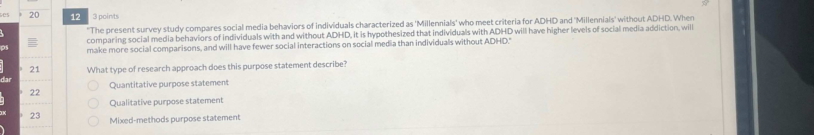 Solved 20 3 ﻿points"The present survey study compares social | Chegg.com