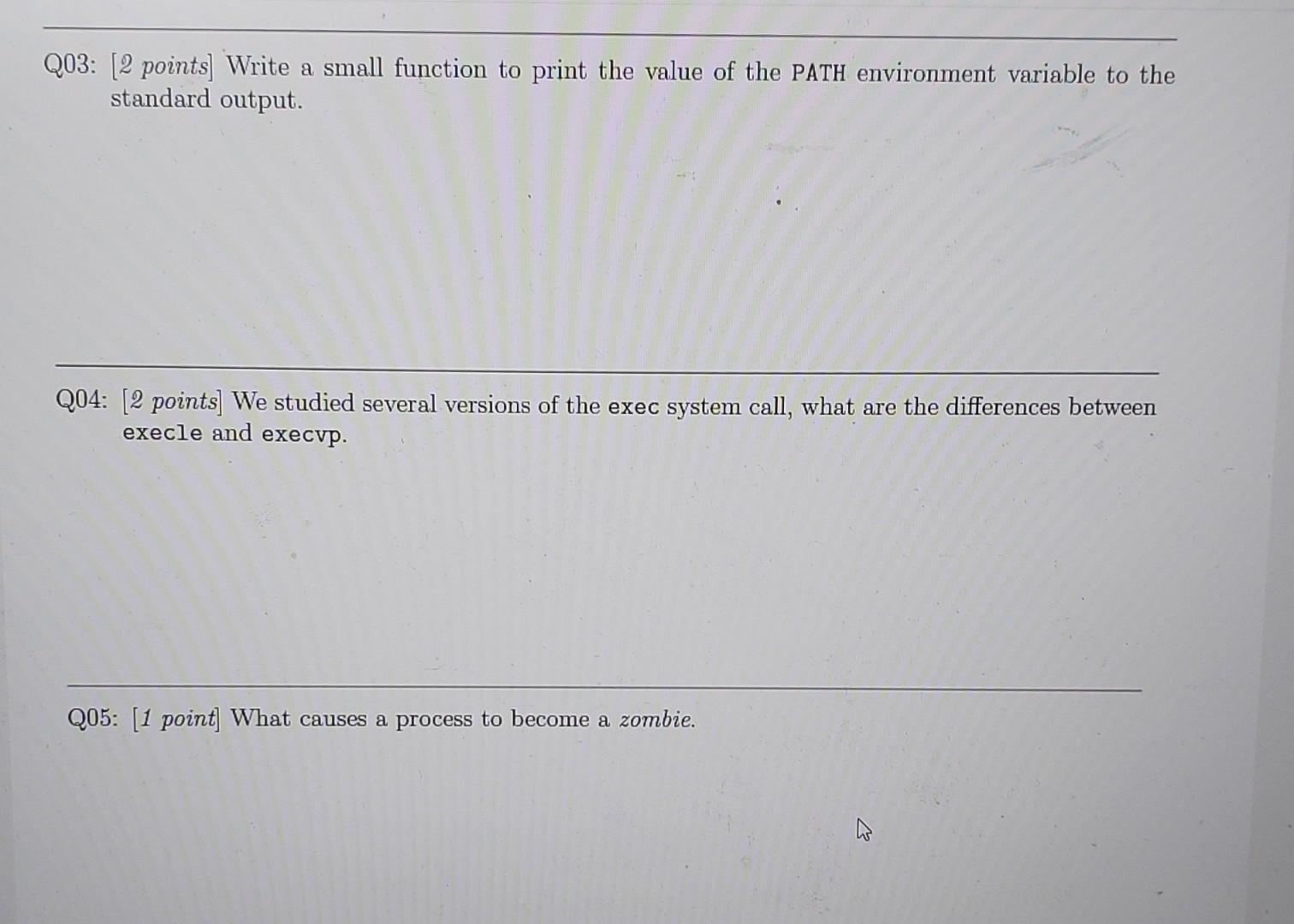 Solved Q03: [2 points] Write a small function to print the | Chegg.com