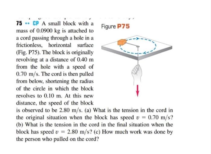 Solved 75 CP A small block with a Figure P75 mass of 0.0900 | Chegg.com