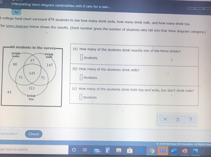 Solved Interpreting Venn diagram cardinalities with 3 sets | Chegg.com