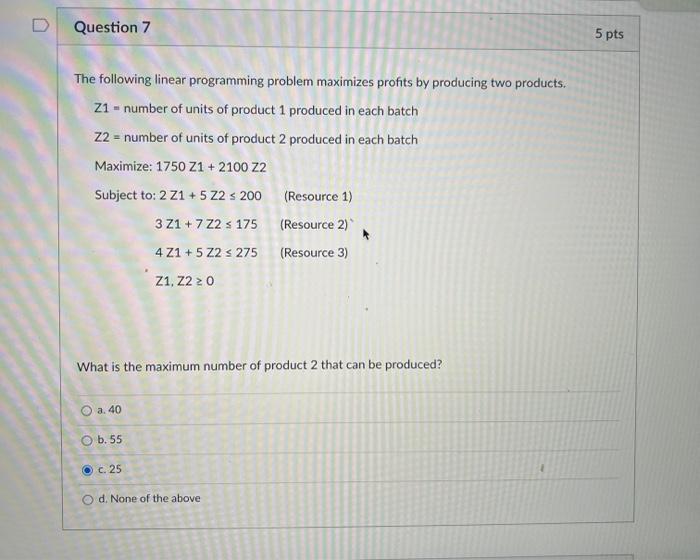 Solved The following linear programming problem maximizes | Chegg.com